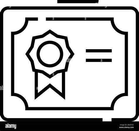 Stock Certificate Line Icon Concept Sign Outline Vector Illustration
