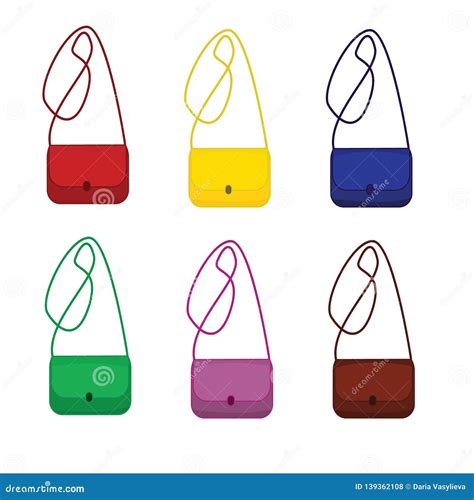 Trendy Handbags Collection Female Fashion Accessory Isolated Objects