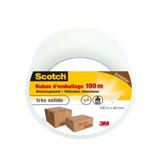 Ruban demballage Scotch découpable à la main Transparent m x mm Colle et produits de