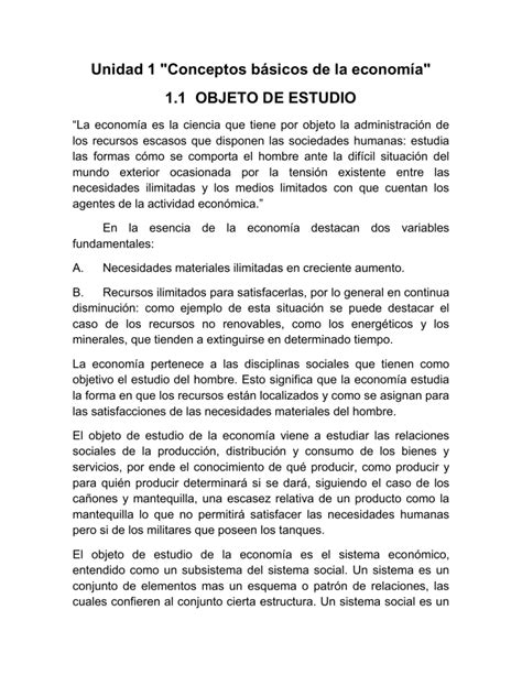 Unidad 1 Conceptos Basicos De La Economia