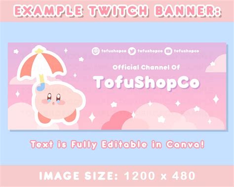Cute Custom Twitch Banner Template Bundle Set Of 3 Canva File