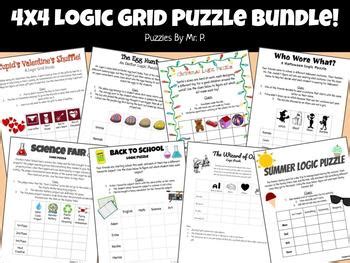 4x4 Logic Grid Puzzle Bundle By Wayward Teachings TPT