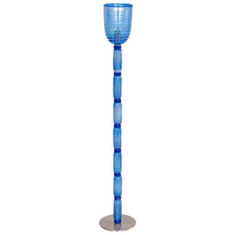 Italian Floor Lamp Clear Color In Blown Murano Glass Three Stadiums