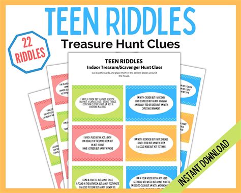 Teen Riddles Teen Treasure Hunt Teen Scavenger Hunt Indoor Clues Teen