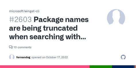 Package Names Are Being Truncated When Searching With Empty String · Issue 2603 · Microsoft