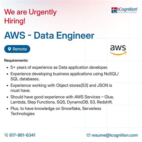tcognition on linkedin aws data engineer aws technology innovation