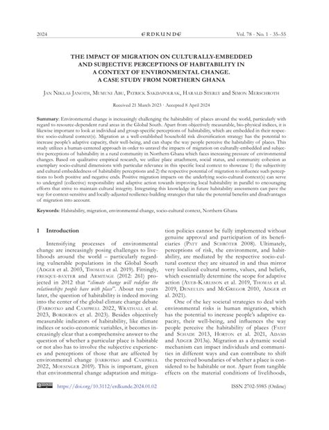 Pdf The Impact Of Migration On Culturally Embedded And Subjective