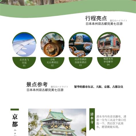 旅游详细页海报在线编辑 日本本州岛东京奈良旅游详细页 图司机