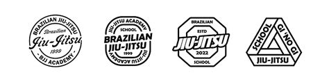 Bjj 로고 브라질 주짓수 배지 주짓수 엠블럼 세트 벡터 그림입니다 브라질 주짓수에 대한 스톡 벡터 아트 및 기타 이미지