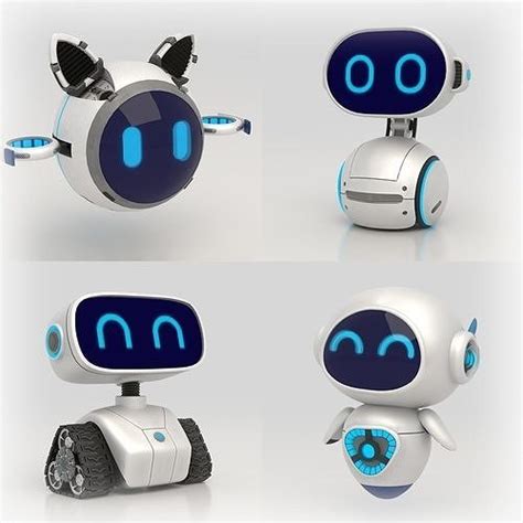 3D Model Cute Set Of Robots VR AR Low Poly CGTrader