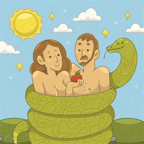 Free Vector Hand Drawn Adam And Eve Illustration