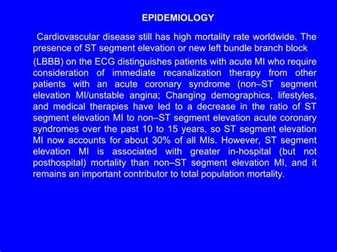St Segment Elevation Acute Myocardial Infarction And Complications Of Myocardial Infarction