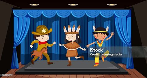 Ilustración De Niños Actuando En El Escenario Y Más Vectores Libres De