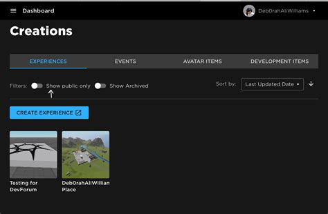 creations dashboard page being slightly broken platform usage support