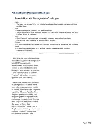 CSIRT Management Issues PDF
