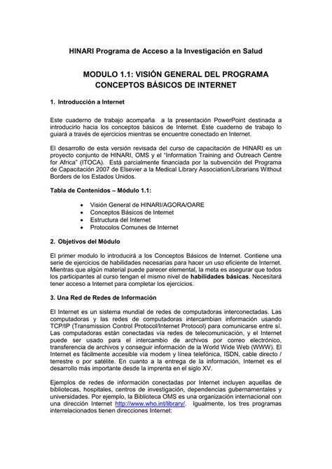 HINARI Programa de Acceso a la Investigación en Salud