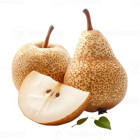 Asian Pear Slice With Leaves 50231820 Png