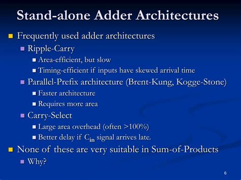 Ppt A Timing Driven Synthesis Approach Of A Fast Four Stage Hybrid Adder In Sum Of Products