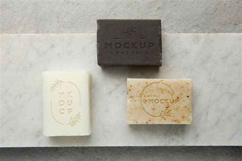 Premium Psd Natural Homemade Soap Bar Mock Up With Embossed Effect