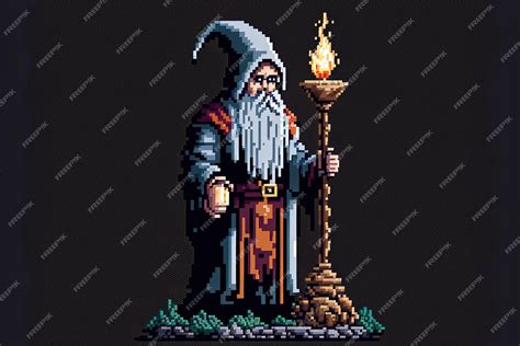 Premium Ai Image Pixel Art Wizard Character For Rpg Game Character In