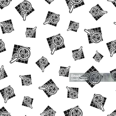 Data Analyse Seamless Pattern Icons On White Background Stock