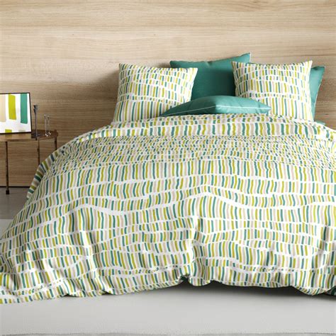 Housse De Couette Et Deux Taies Coton 240 Cm Flava Verte Linge De