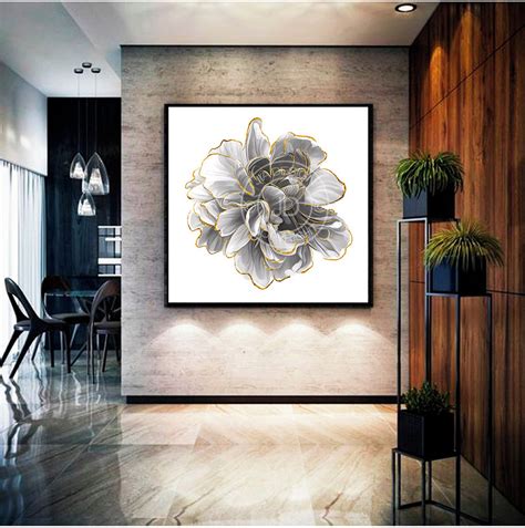 Golden Flower Metal Flower Wall Art Printable Gold Light Etsy