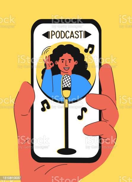 팟캐스트 컨셉 만화 스타일 벡터 일러스트레이션 팟캐스팅에 대한 스톡 벡터 아트 및 기타 이미지 팟캐스팅 형판 등장인물