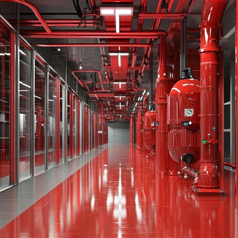 A Visual Of A Fire Suppression System In A Data Center Protecting