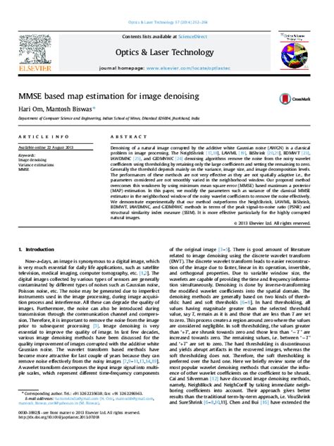 pdf mmse map image denoising from awgn