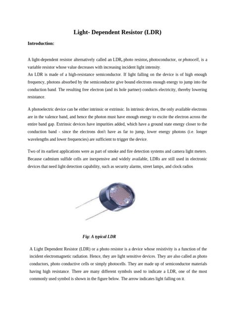 Ldr Sensor Pdf Physical Quantities Electrical Components