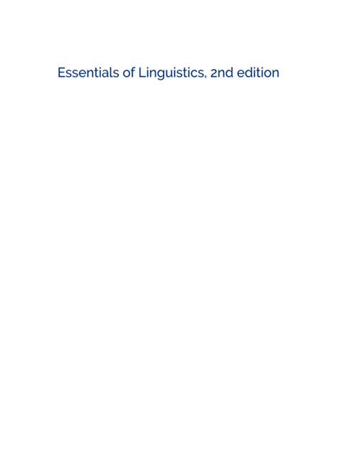 Essentials Of Linguistics 2nd Edition 1727462127 Pdf