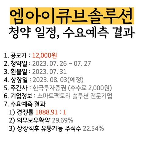 엠아이큐브솔루션 공모주 수요예측 상장일 균등 비례 청약예정 네이버 블로그
