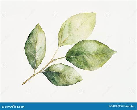 Minimalist Watercolor Privet Leaf On White Background For Nature And