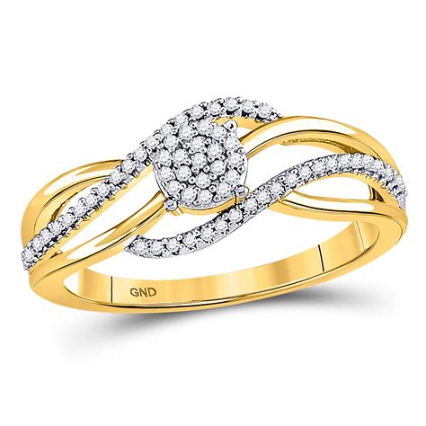 10kt Yellow Gold Womens Round Diamond Open Strand Cluster Ring 16 Cttw