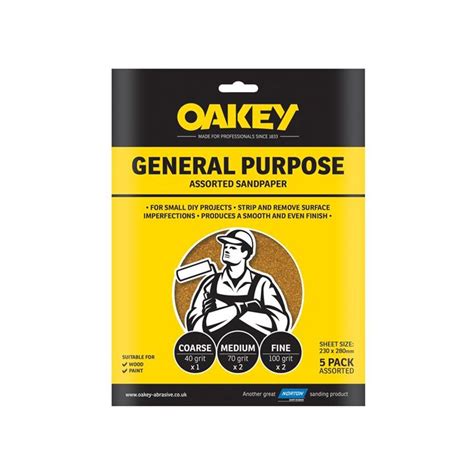 Oakey Glasspape Sanding Sheets 230 X 280mm Assoted 5 Oak58286