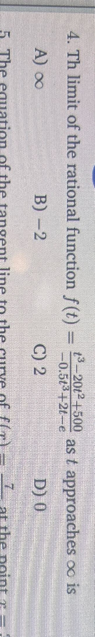 Solved Th Limit Of The Rational Function