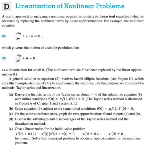 Solved D Linearization Of Nonlinear Problems A Useful