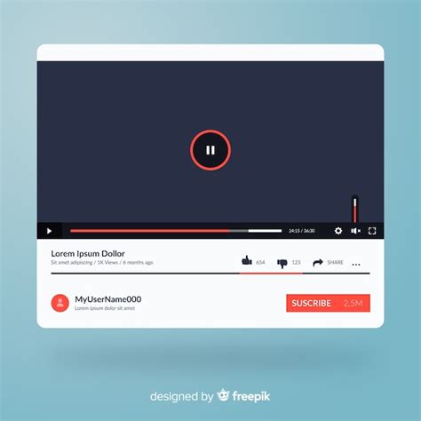 현실적인 멀티미디어 플레이어 템플릿 무료 벡터