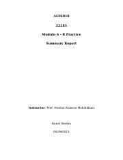 Sindhu Module RPractice Docx ALY Module R Practice Summary Report Instructor