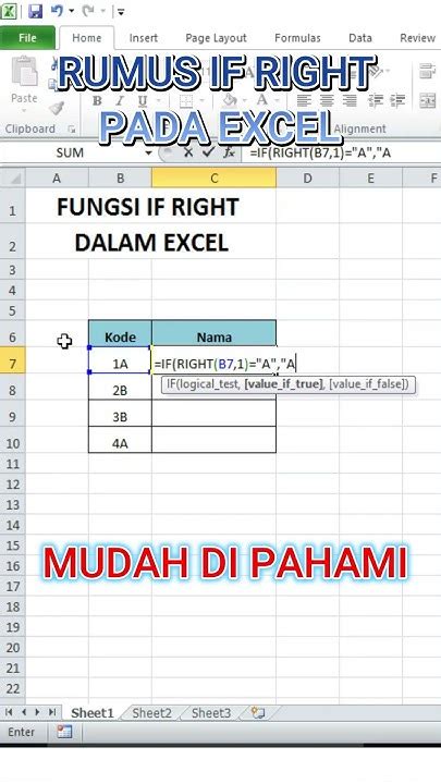 Belajar Rumus If Right Pada Excel Tutorialexcel Tutorialexcelpemula