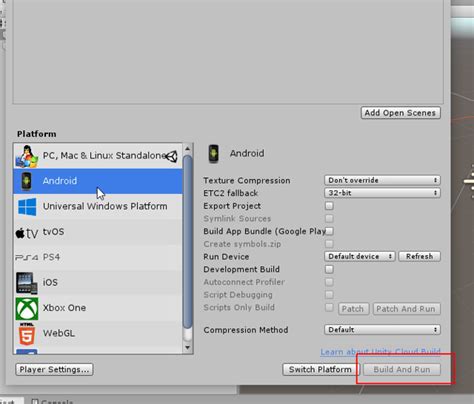 Android Build And Run Button Disable In Unity Configuration Stack