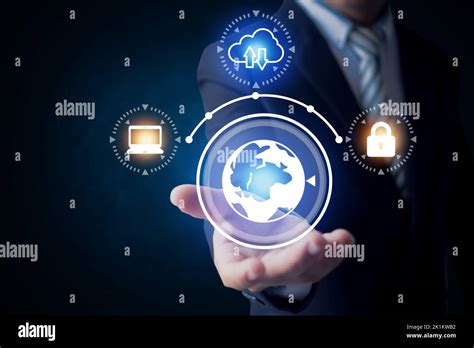 cloud server computing security businessman hand and holding locked of