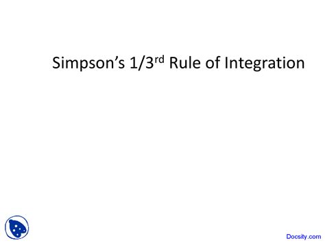 Simpsons Rule Of Integration Numerical Methods Lecture Slides
