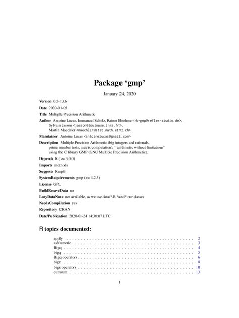 Fillable Online Cranr Webpackagesgmp Multiple Precision