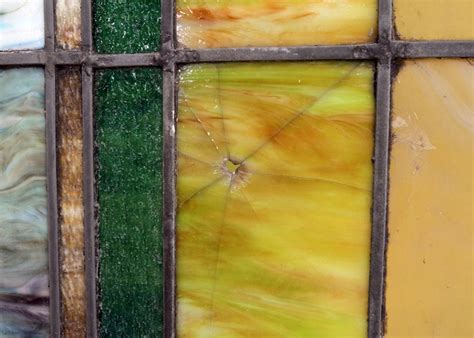 Vintage Arts And Crafts Style Slag Glass Leaded Window Ebth