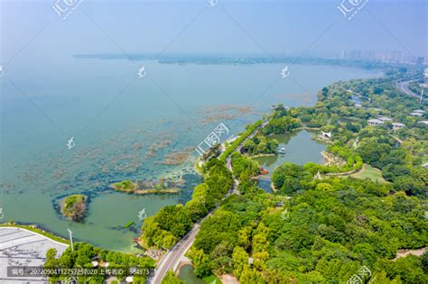 航拍河南平顶山白龟湖湿地公园湖泊池塘自然风景摄影素材汇图网