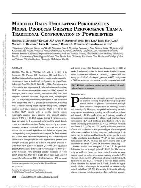 Modified Daily Undulating Periodization Model 24 Download Free Pdf Strength Training
