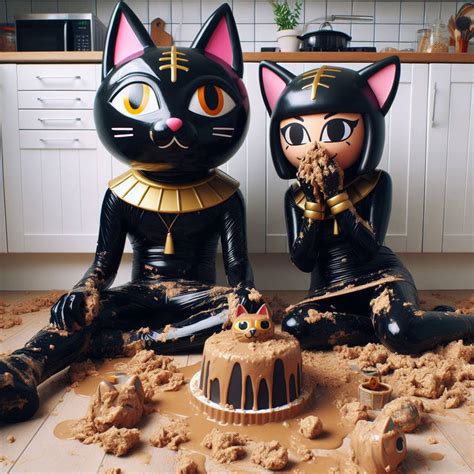 Latex Ankha And Her Friends Messy Cake Making 7 By Alleycatadd On