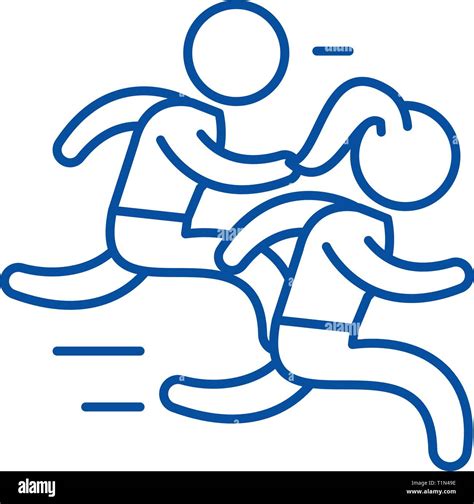 Group Run Line Icon Concept Group Run Flat Vector Symbol Sign